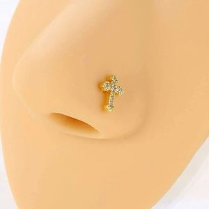 Trendy boutique | Jewelry | 2g Gold Cz Cross Nose Ring L Shaped Piece ...